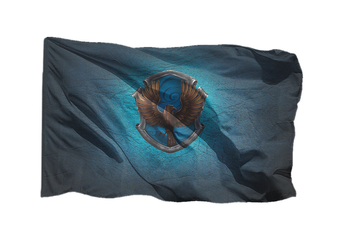 Флаг факультета Когтевран - Гарри Поттер на шёлке, 70х105 см - для ручного древка