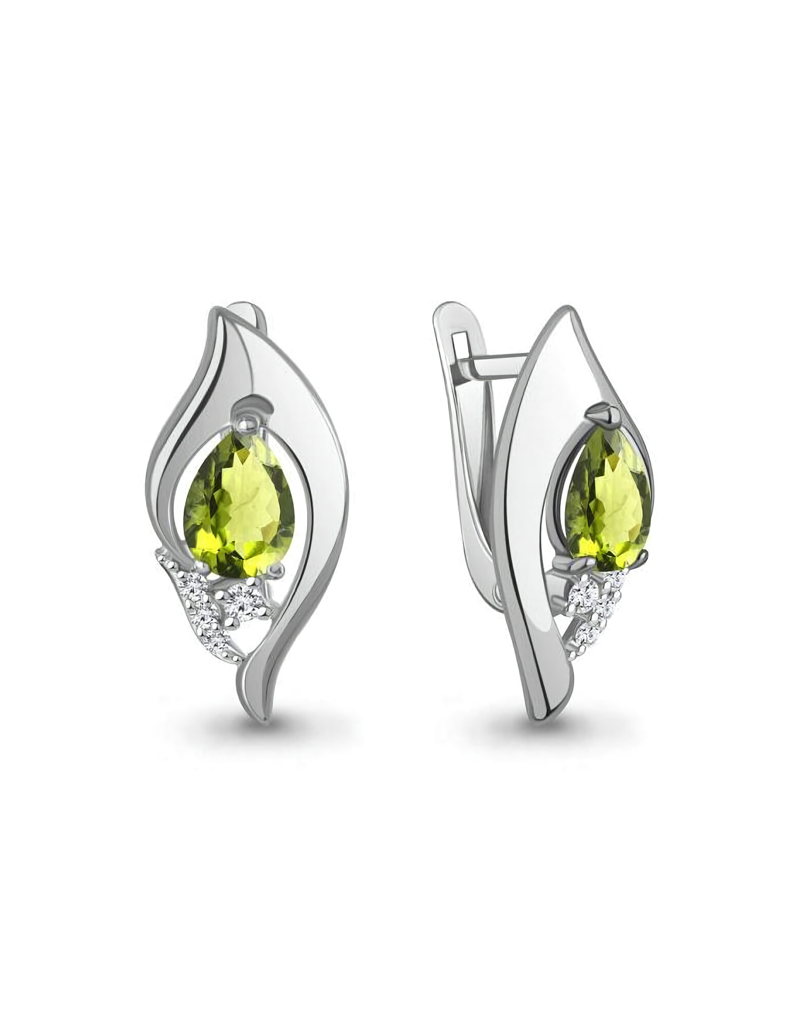 Серьги пусеты, серебро, 925 проба, родирование, фианит