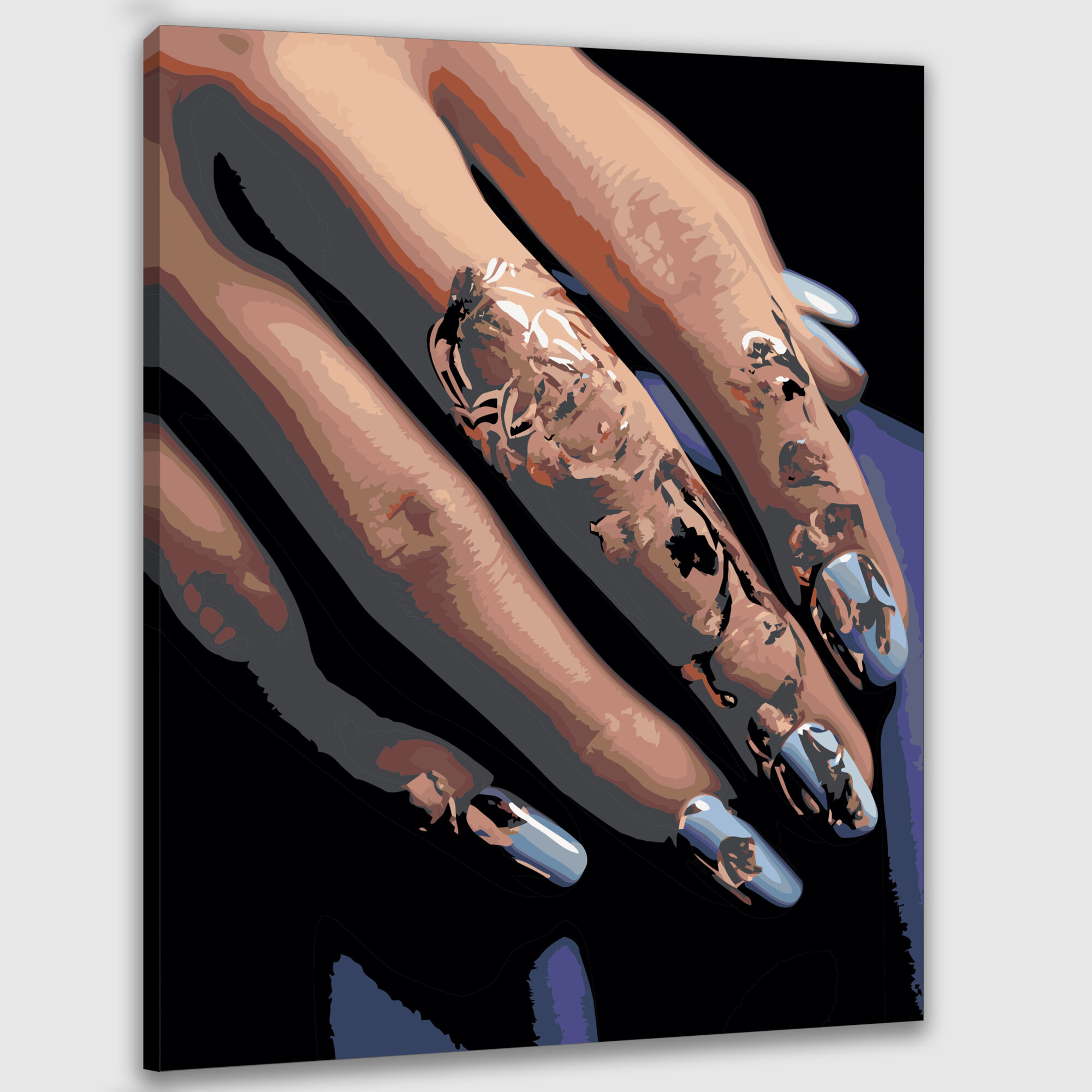 Картина по номерам 40x50 см, фотография, рука, маникюр, ногти, крупный план, красивый, накрашенные, детали, линии