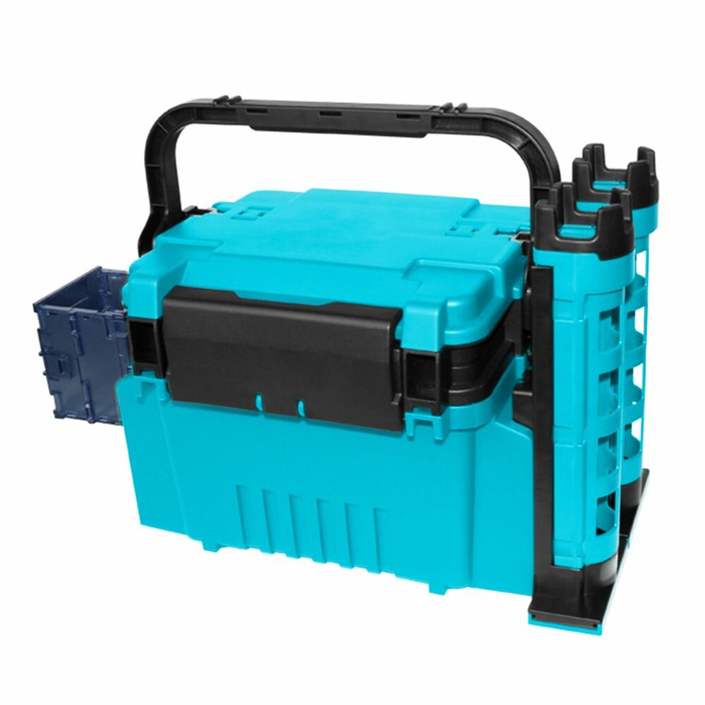 Коробка для рыбалки с держателем для бутылок и подставками для удочек