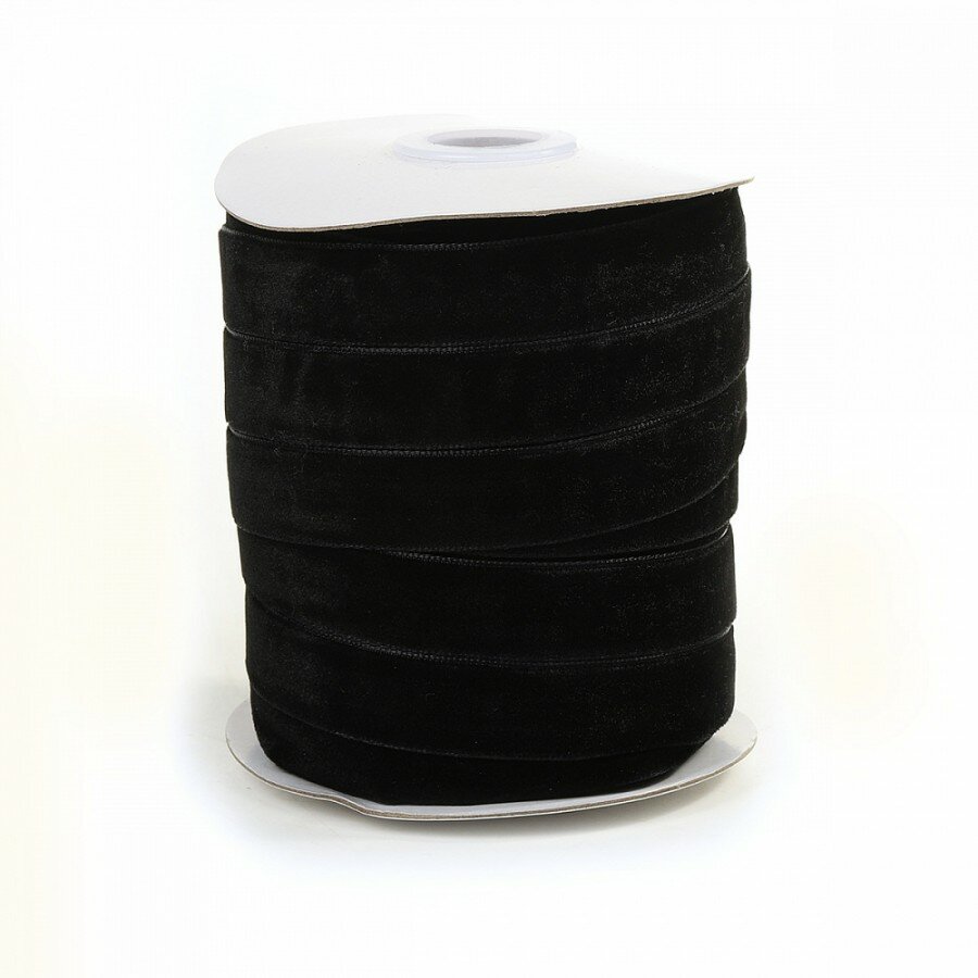 Лента бархатная TBY15VR03 нейлон шир.15мм цв. черный уп.22,86м (+-1м)