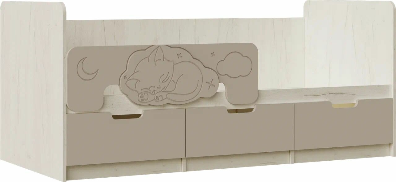 Кровать Юниор-4 1,6*0,8м (Шарли Мокко/Дуб Крафт Белый) 1636х800х850 МИФ