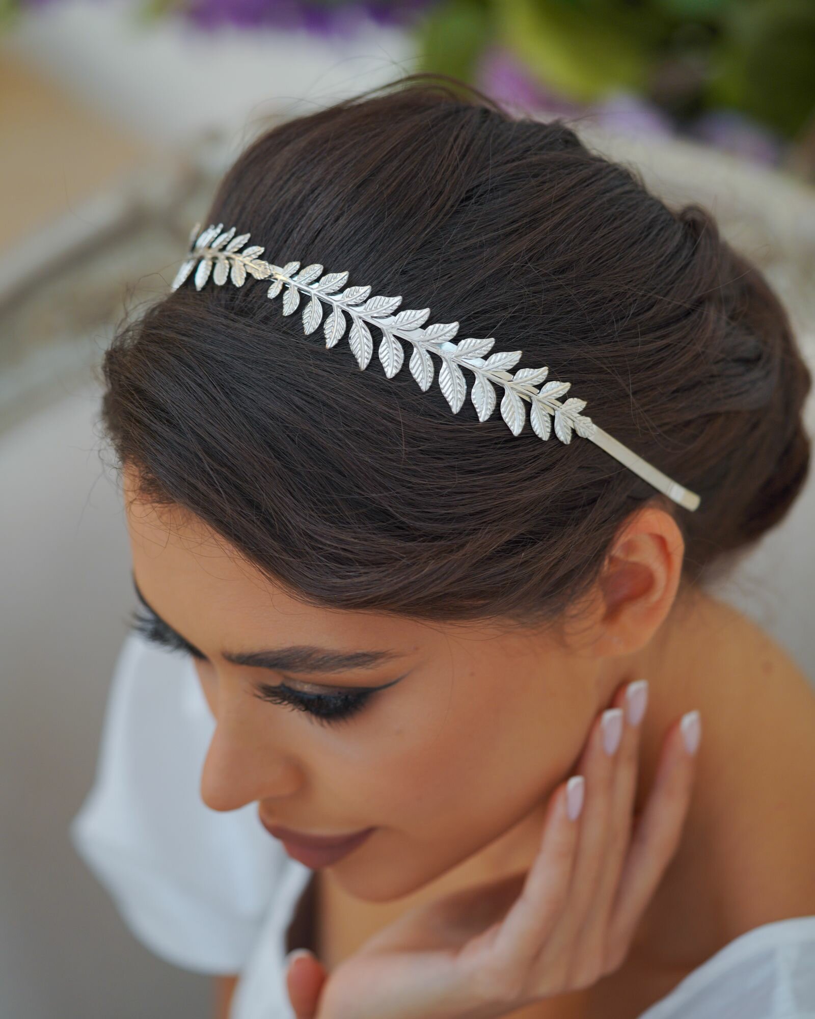 Ободок LUMINA "Серебристый лепесток", бижутерный сплав, вечерний/праздничный