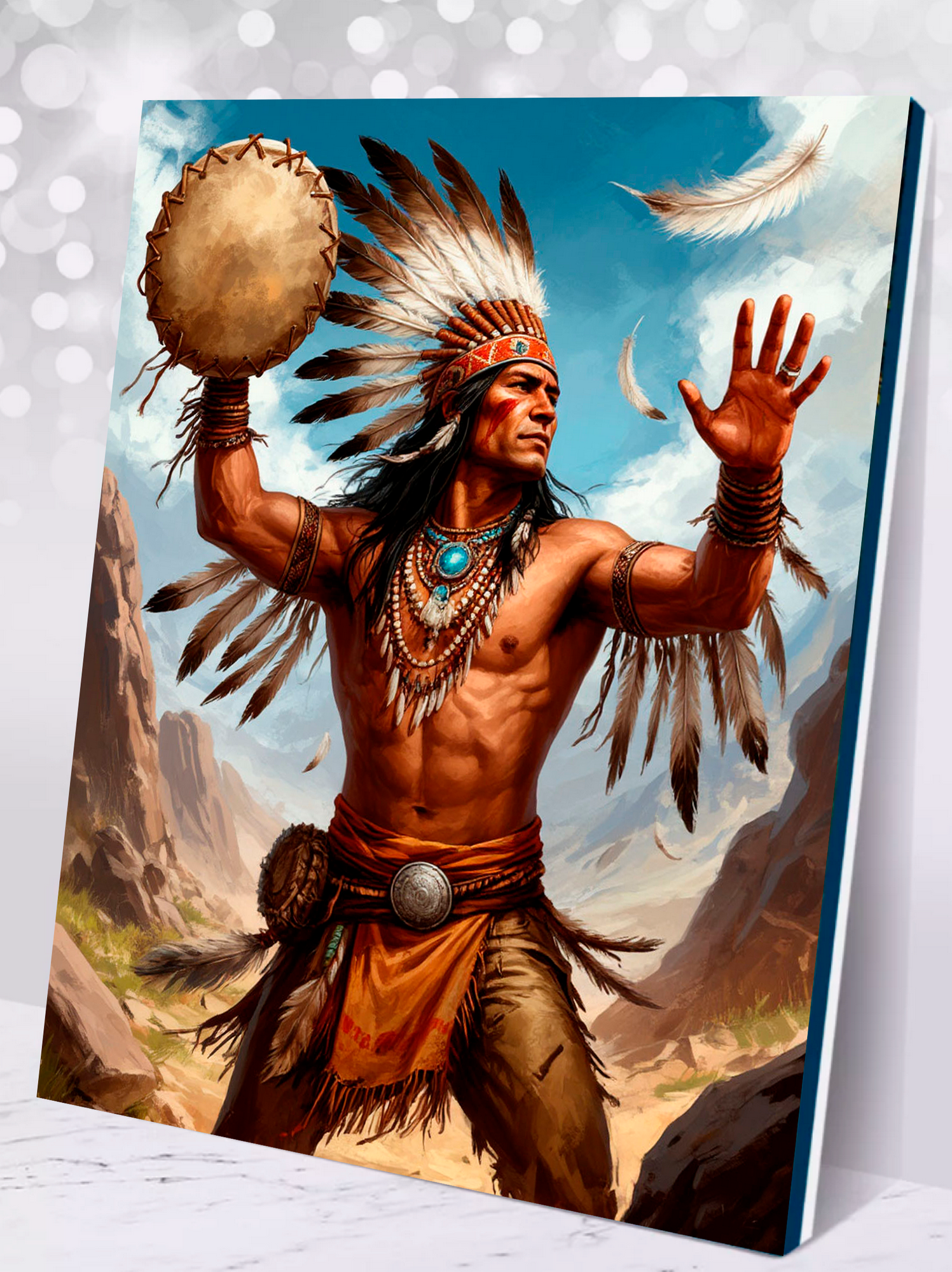 Картина по номерам "Индеец" 40х50 см, хлопковый холст на подрамнике, акрил, АртТойс