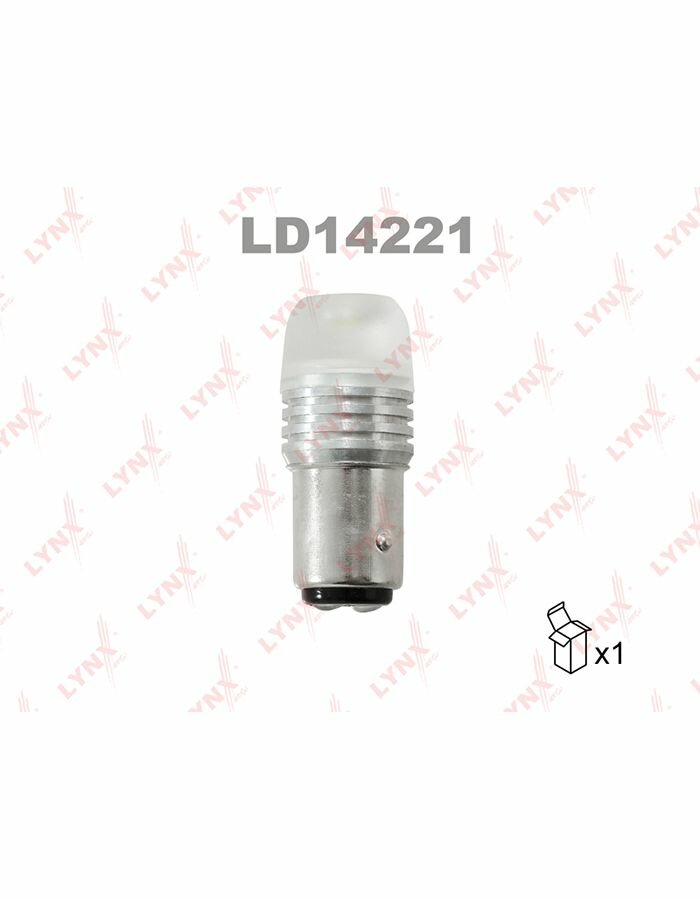 Лампа светодиодная LED 12V P21/5W 21/5W BAY15d 12000K LYNXauto LD14221 картон 1шт.