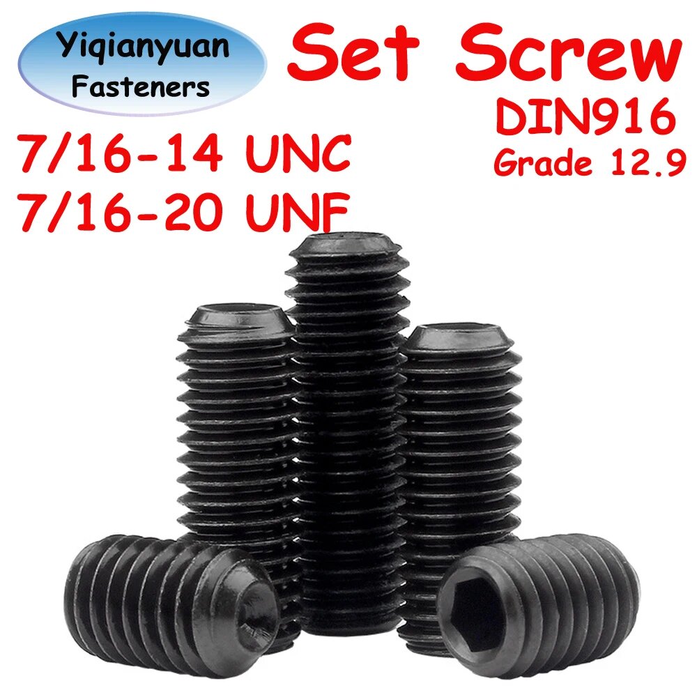 Набор винтов Yiqianyuan DIN916 класса 12,9 7-16-20 UNF, 3I8 (4Pcs)