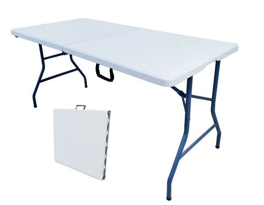 Стол складной пластиковый прямоугольный Кейт 152*74*74 - чемодан белый