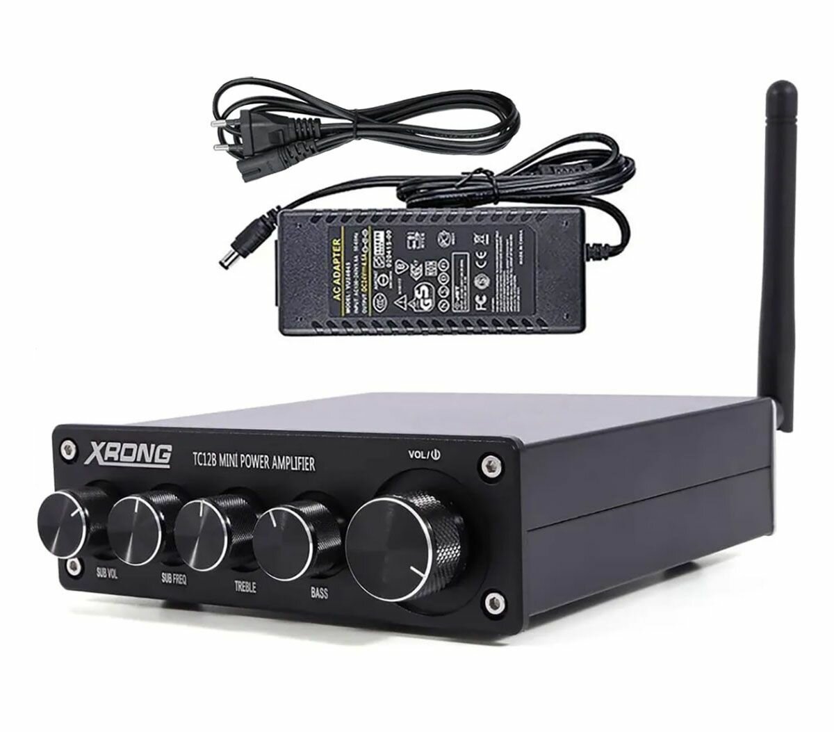 XRONG Bluetooth 5.2 стерео аудио ресивер усилитель 2.1 CH мини Hi-Fi класса D TDA3116 интегрированный усилитель 300 Вт для дома AMP мощный сабвуфер с блоком питания