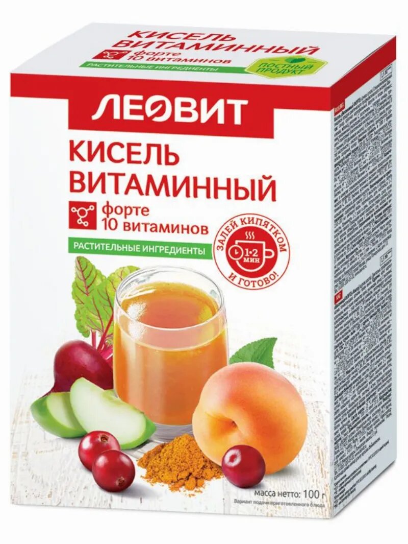Диетический кисель Леовит "Витаминный Форте", для тонуса и укрепления, саше, % шт. по 20 г