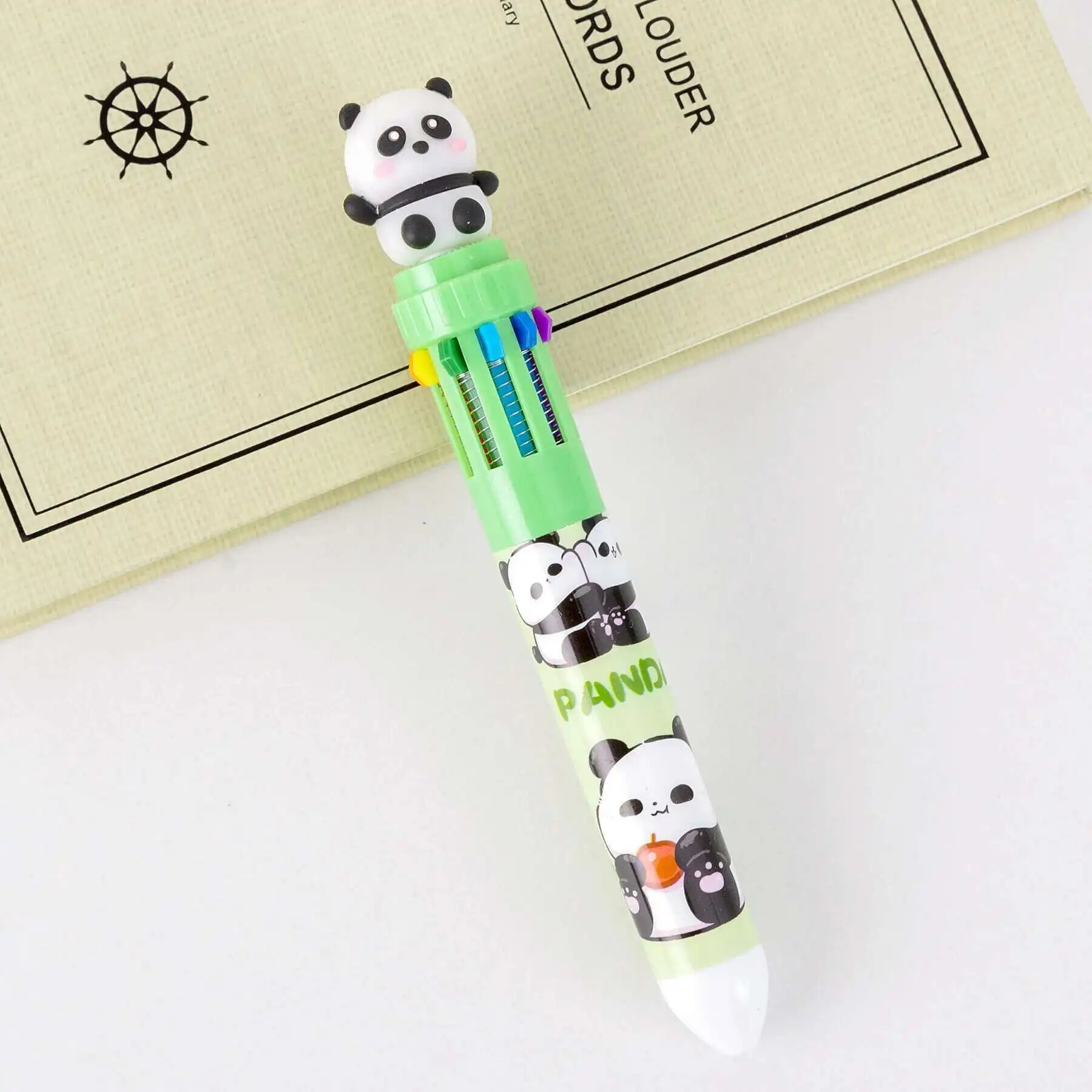 1 шт, милая шариковая ручка Lytwtw, многоцветная мультяшная панда, 10 в 1, цвета, канцелярские принадлежности, школьные канцелярские товары, креативные