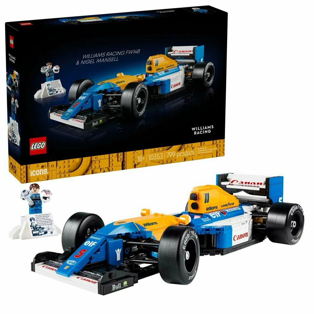 Конструктор LEGO Icons Williams Racing FW14B & Nigel Mansell 10353, 799 деталей