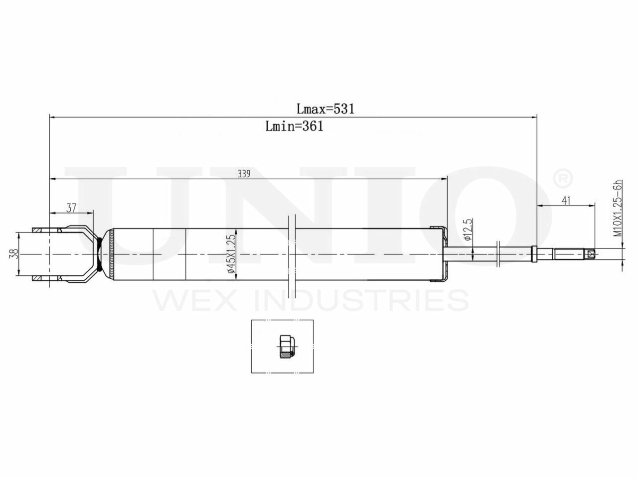 Амортизатор газовый задней подвески, для КИА Сид I, II 06-, Хендай i30 07-, KIA Ceed Hyundai 07-, артикул SAB-10429 производителя UNIO