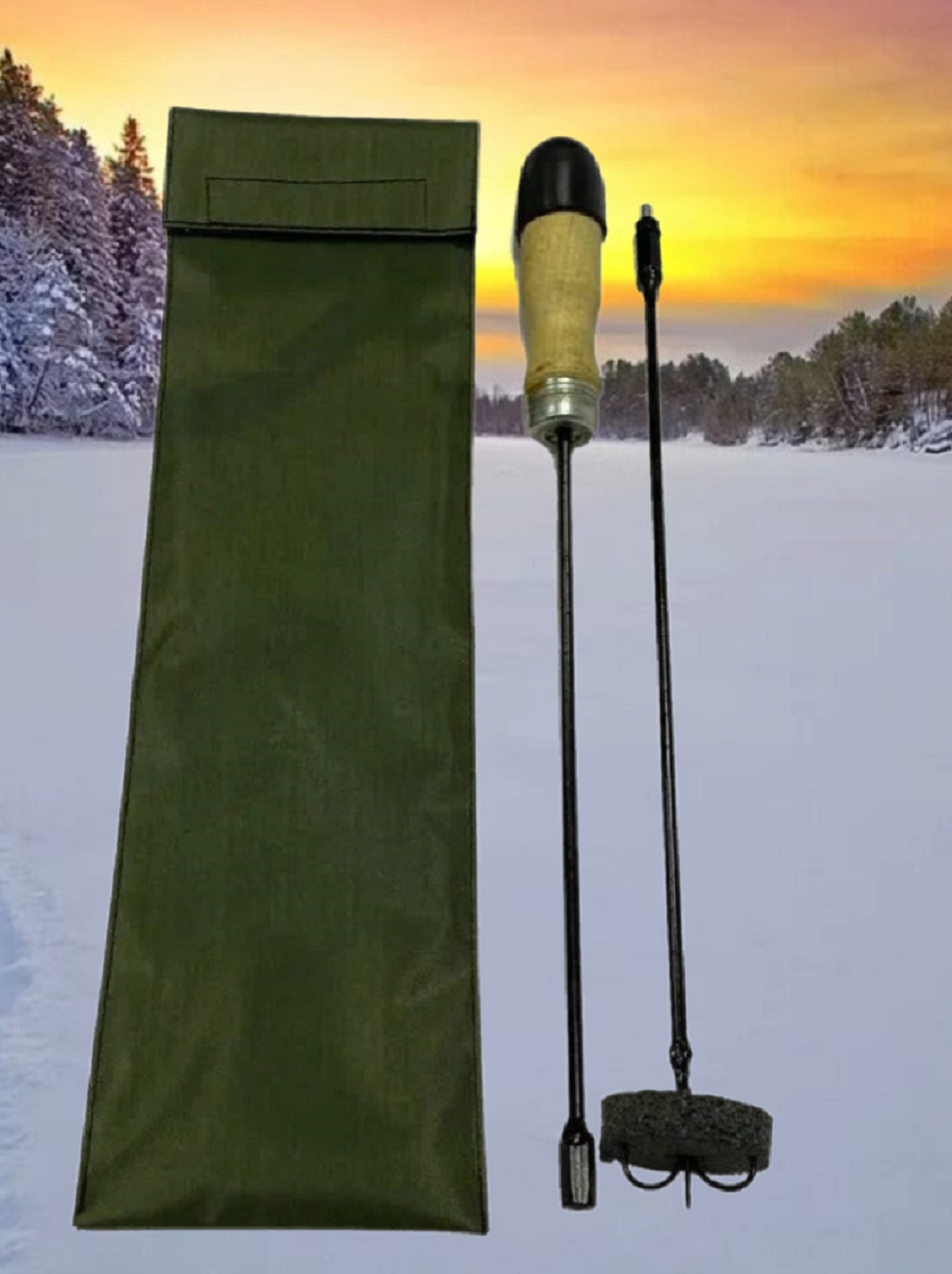 Багорик рыболовный зимний, складной , с тройником 80 см +чехол для хранения