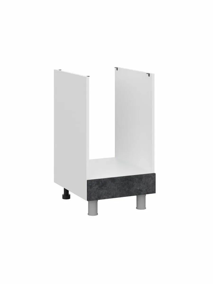 Кухонный модуль напольный, стол под духовку Велюр с ящиками, 45х50.6х82.4 см, Белый / Бетон графит