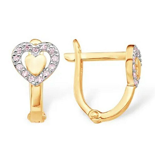 Серьги, красное золото, 585 проба, фианит