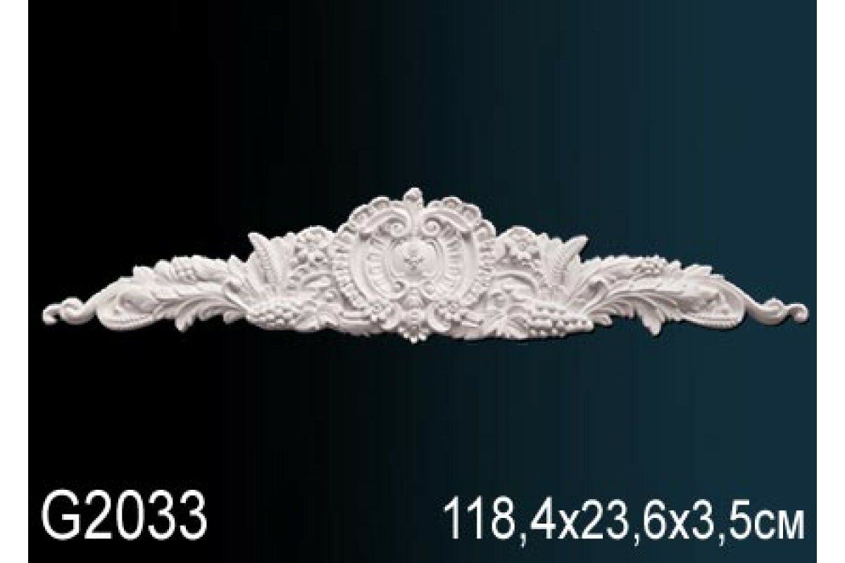 Лепной декор Перфект G2033, полиуретан, белый, 118,4х23,6х3,5 см 1 штука