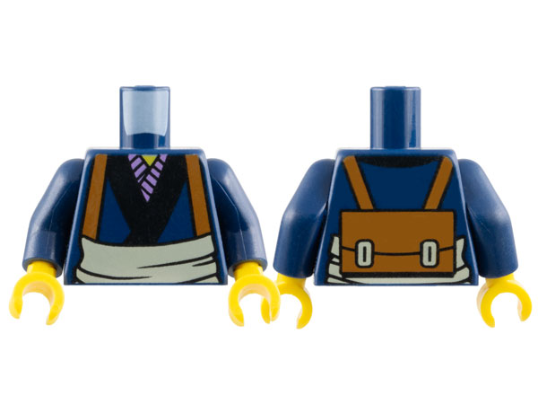 Torso Kimono with Black and Lavender Trim, Tan Waist Sash and Medium Nougat Backpack with Straps Pattern / Dark Blue Arms / Yellow Hands, 973pb2862c01 Dark Blue U