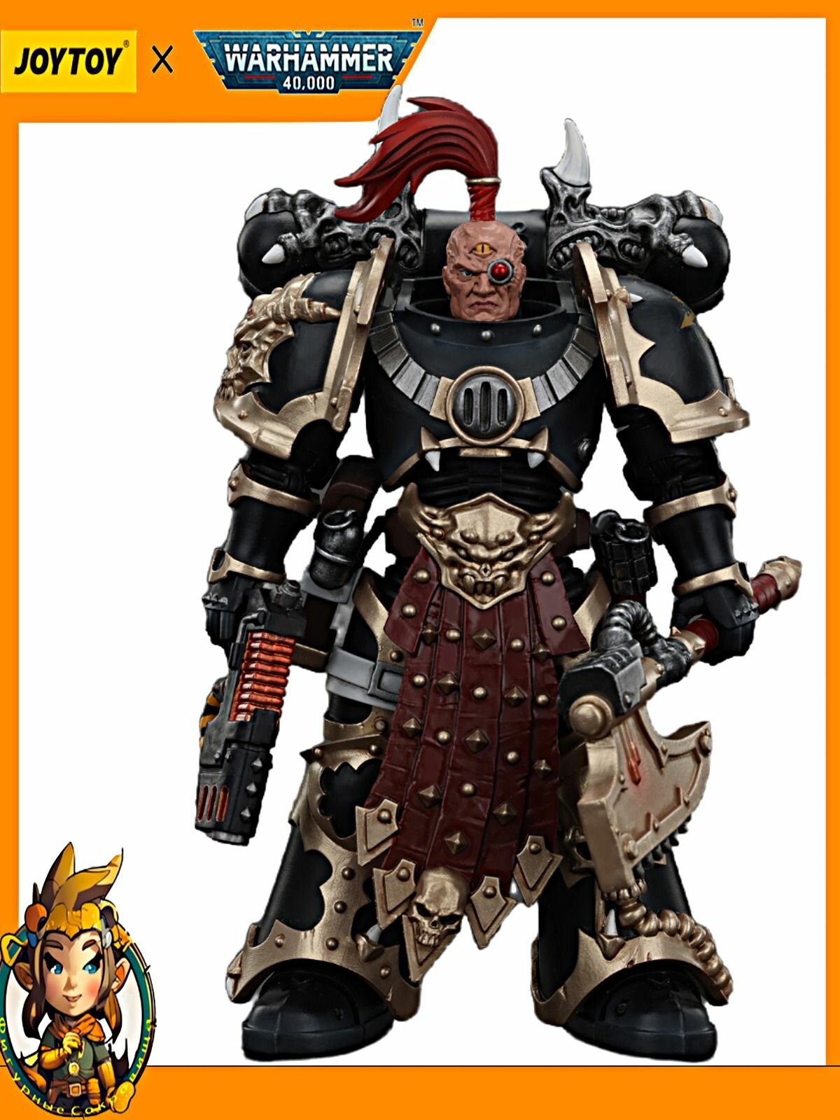 Аниме фигурки Chaos Space Marines Black Legion Chosen with Plasma Pistol and Power Axe JOYTOY Warhammer 40000 1/18 Подарочная модель