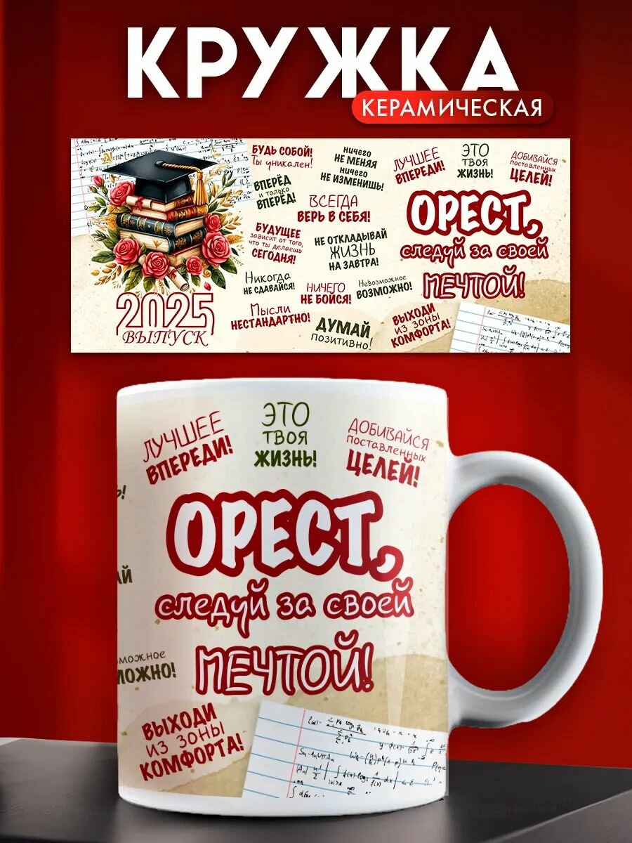 Кружка подарок выпускнику школы 2025 именная Орест