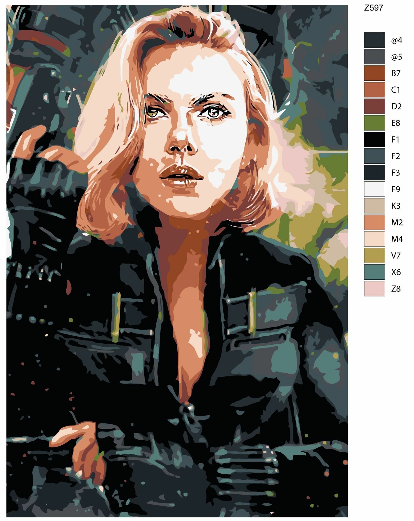 Картина по номерам Z-597 "Скарлетт Йоханссон - Чёрная Вдова" 50х70