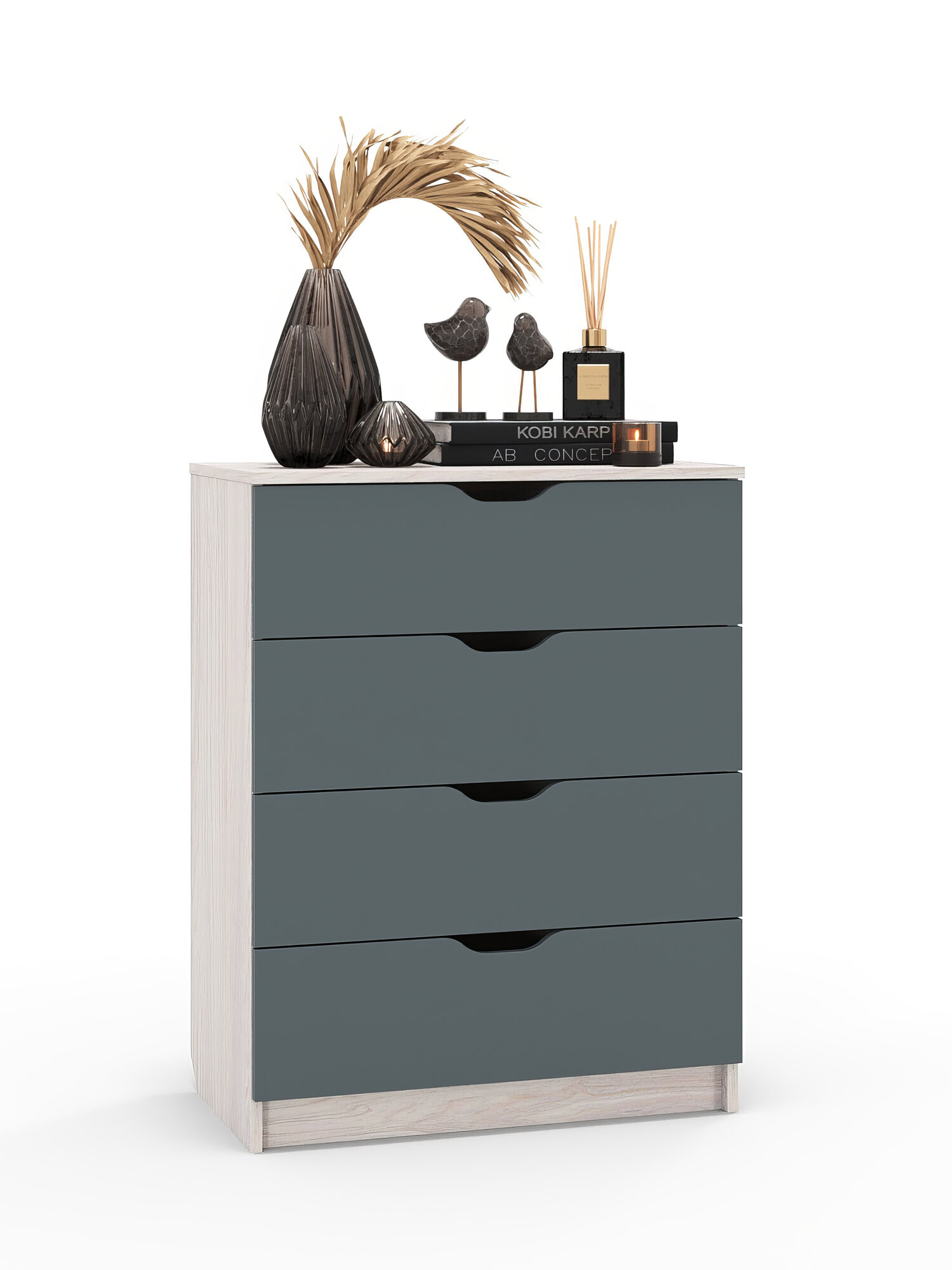 Есэндвич Grand-Лаворо-3 Комод 70х90х40 см, с ящиками (Анкор белый/Базальт)