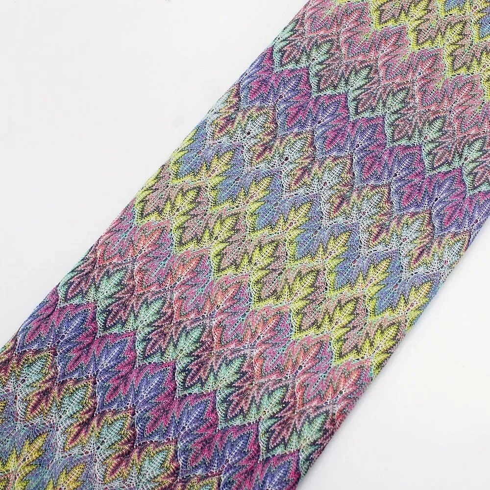 Зигзагообразные вязаные кружевные ткани 1 метр для платья, волнистые полосатые вязаные крючком сетчатые ткани, модная ткань «сделай сам», кленовый лист, ширина 150 см