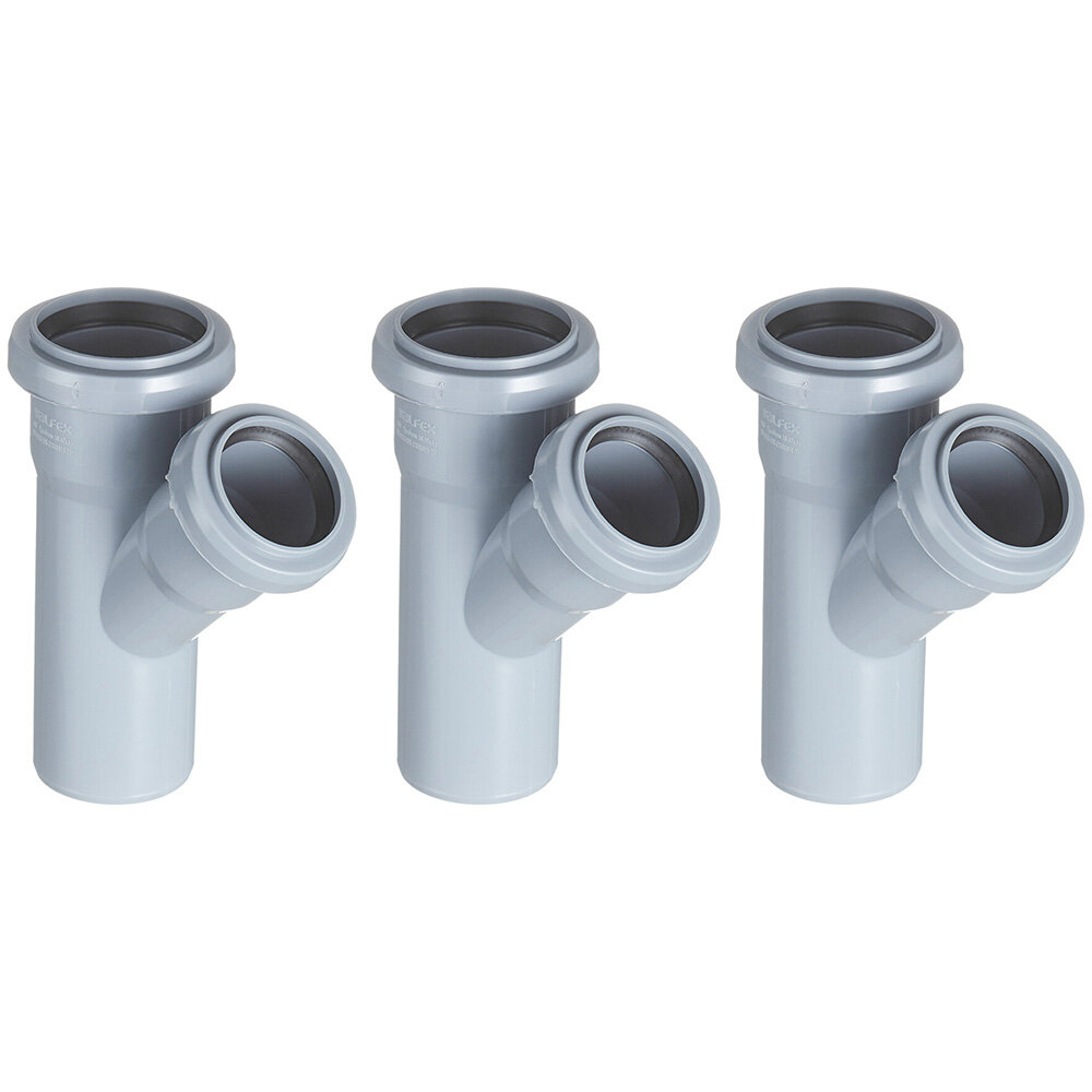 Тройник d50х40 мм 45 град. пластиковый для внутренней канализации (3 шт.)