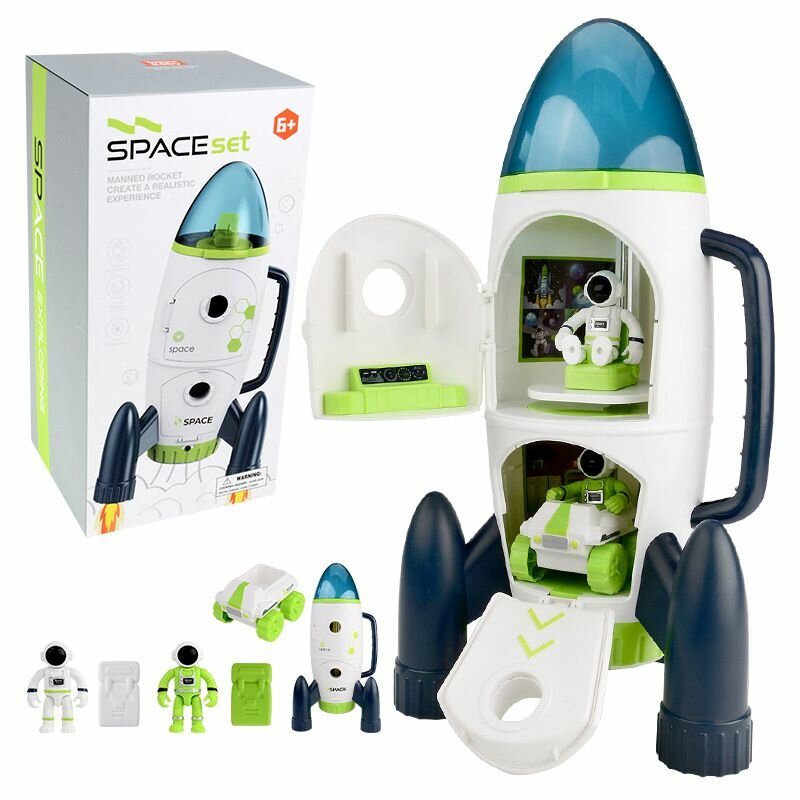 Игровой набор космический корабль для детей, модель космической ракеты, в наборе шаттл планетоход и фигурка астронавта, детская сюжетно ролевая игра воздушный транспорт