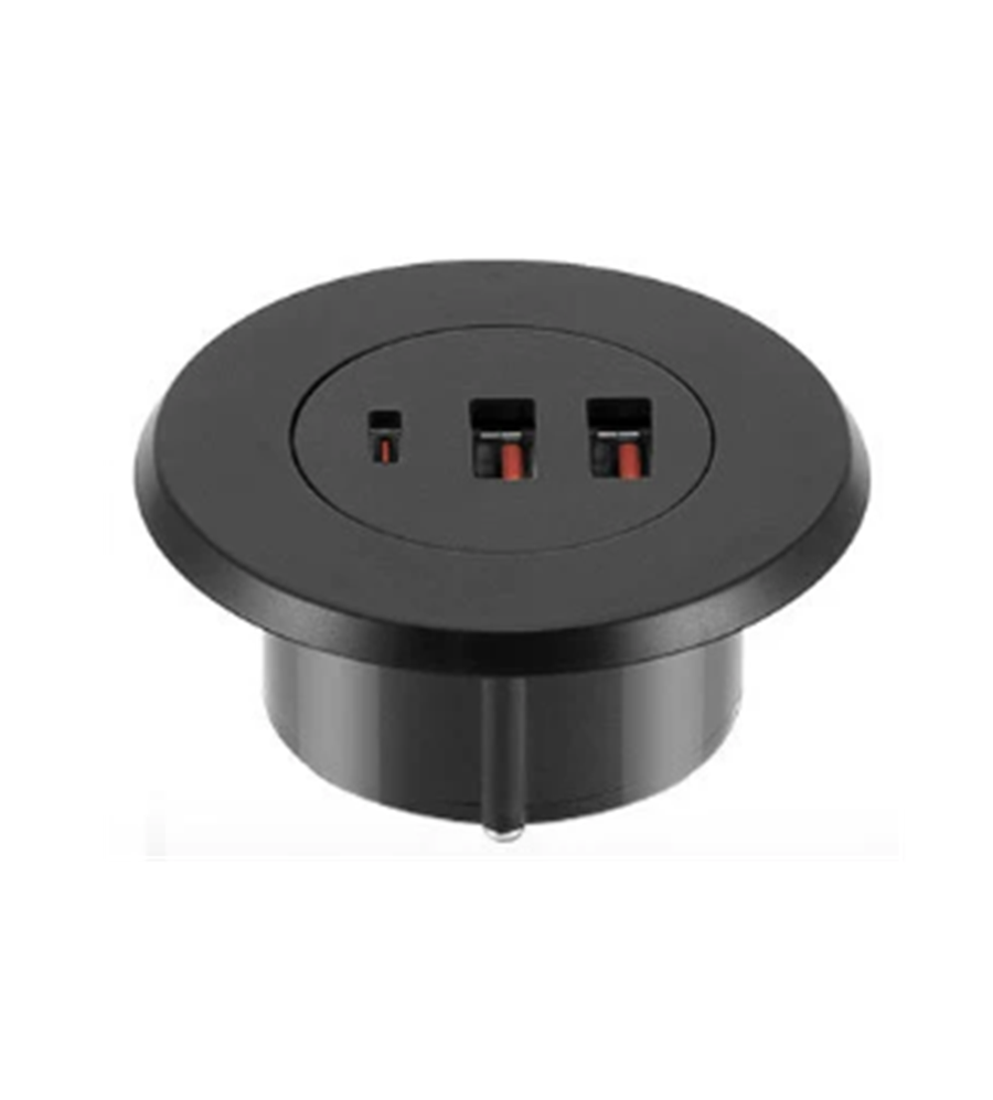 Зарядное устройство врезной USB HUB 15W QC3.0 скрытого монтажа плоский с 2хUSB + 1хUSB Type-C, зарядка встраиваемая