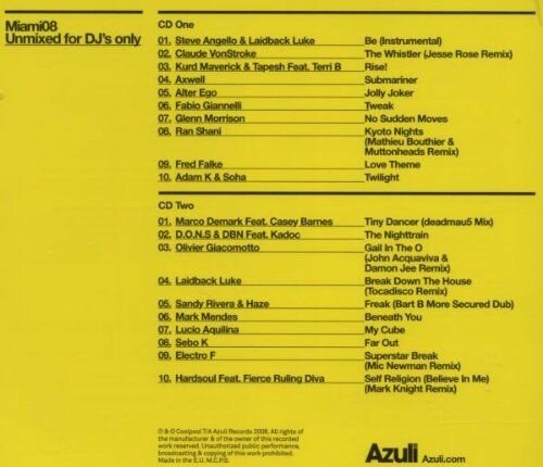 Диск Miami 2008 (Unmixed For DJ's Only) (2 CD) — фото 1