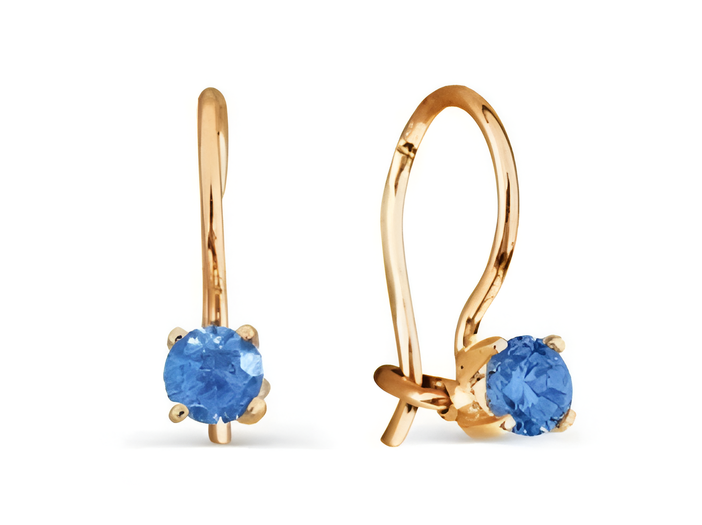 Серьги, красное золото, 585 проба, фианит