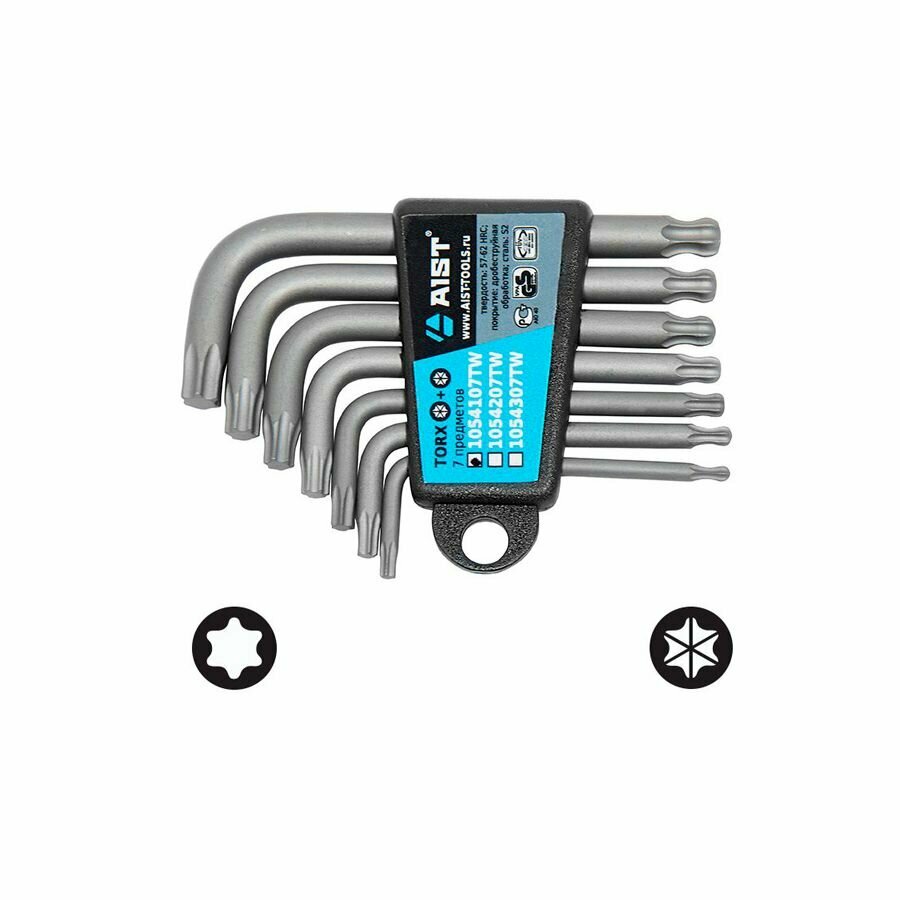 Набор ключей имбусовых Г-образных TORX T10-T40 с шаром 7 пр. AIST 1054107TW набор шестигранников торкс звездочек 6-ть лучей Т10-Т40