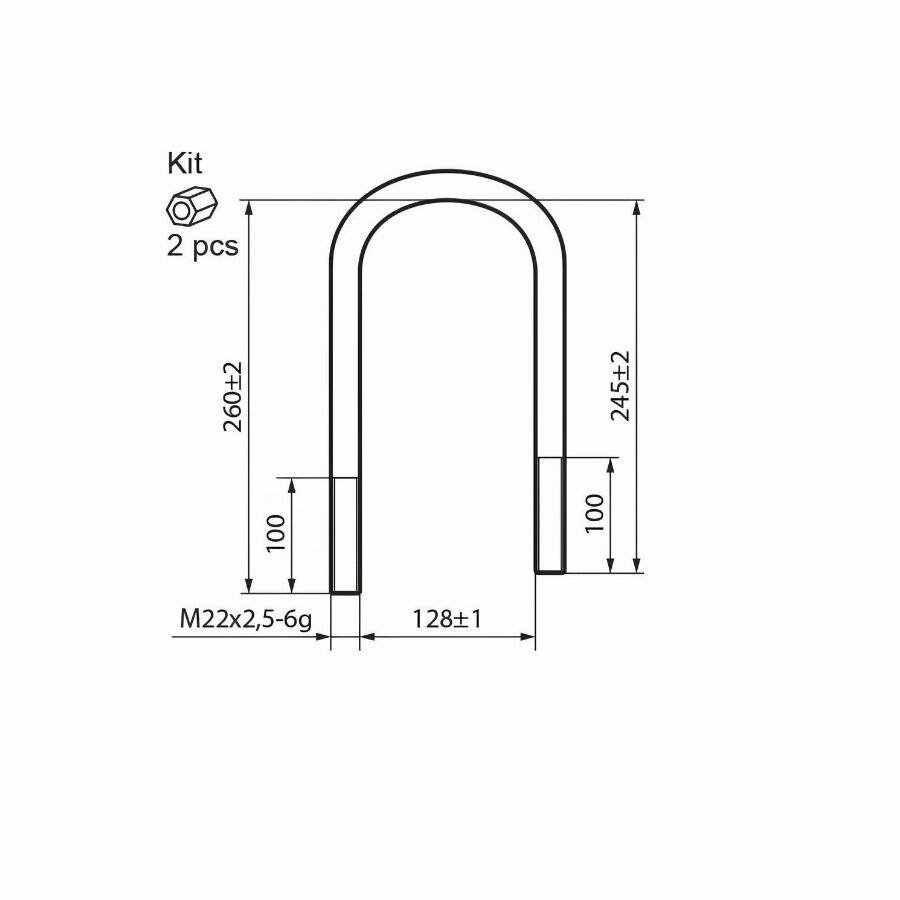 Стремянка M22*2.5*128*258 BPW 28227E (Exovo)