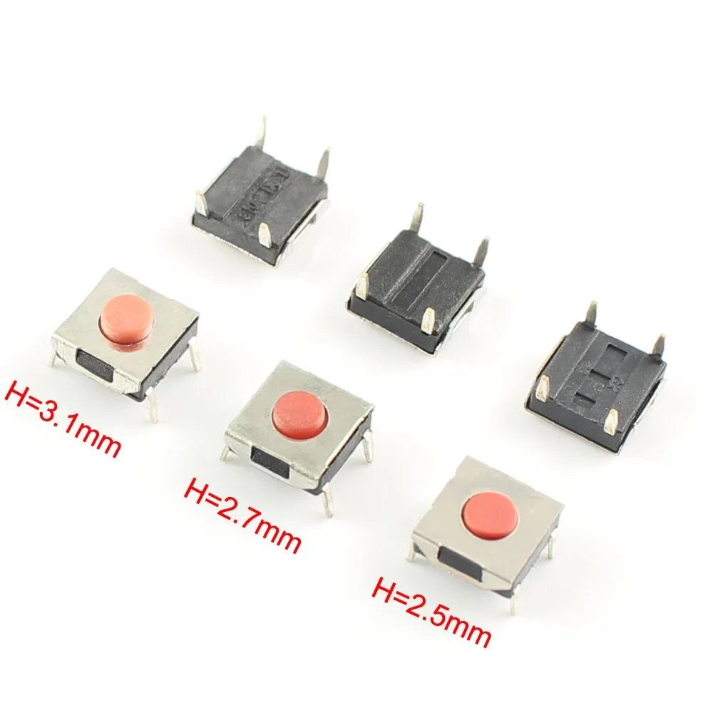 10 шт. микропереключатель HUAIHUASC красный пластиковый 6x6 мм 6x6x2.5mm