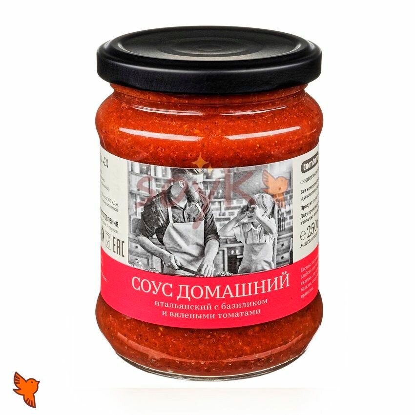 Соус домашний итальянский с базиликом и вялеными томатами Tomtom , 250г