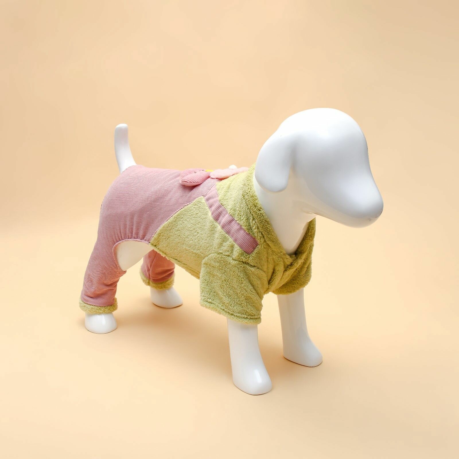 Комбинезон "Love", размер L (ДС 35 см, ОГ 45 см, ОШ 35 см), зелёный/розовый