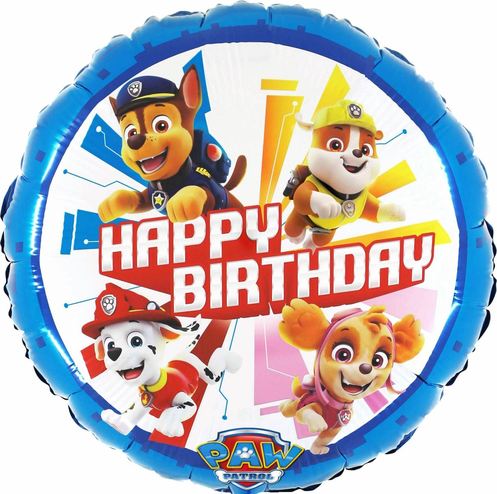 Шар воздушный Grabo круг, Щенячий Патруль, С Днём Рождения! 18' 46 см