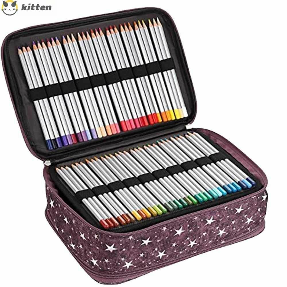 KittenЭстетический школьный пенал DIANNY с 300 слотами для девочек Сумка-органайзер для канцелярских принадлежностей с 4-слойной молнией пеналы