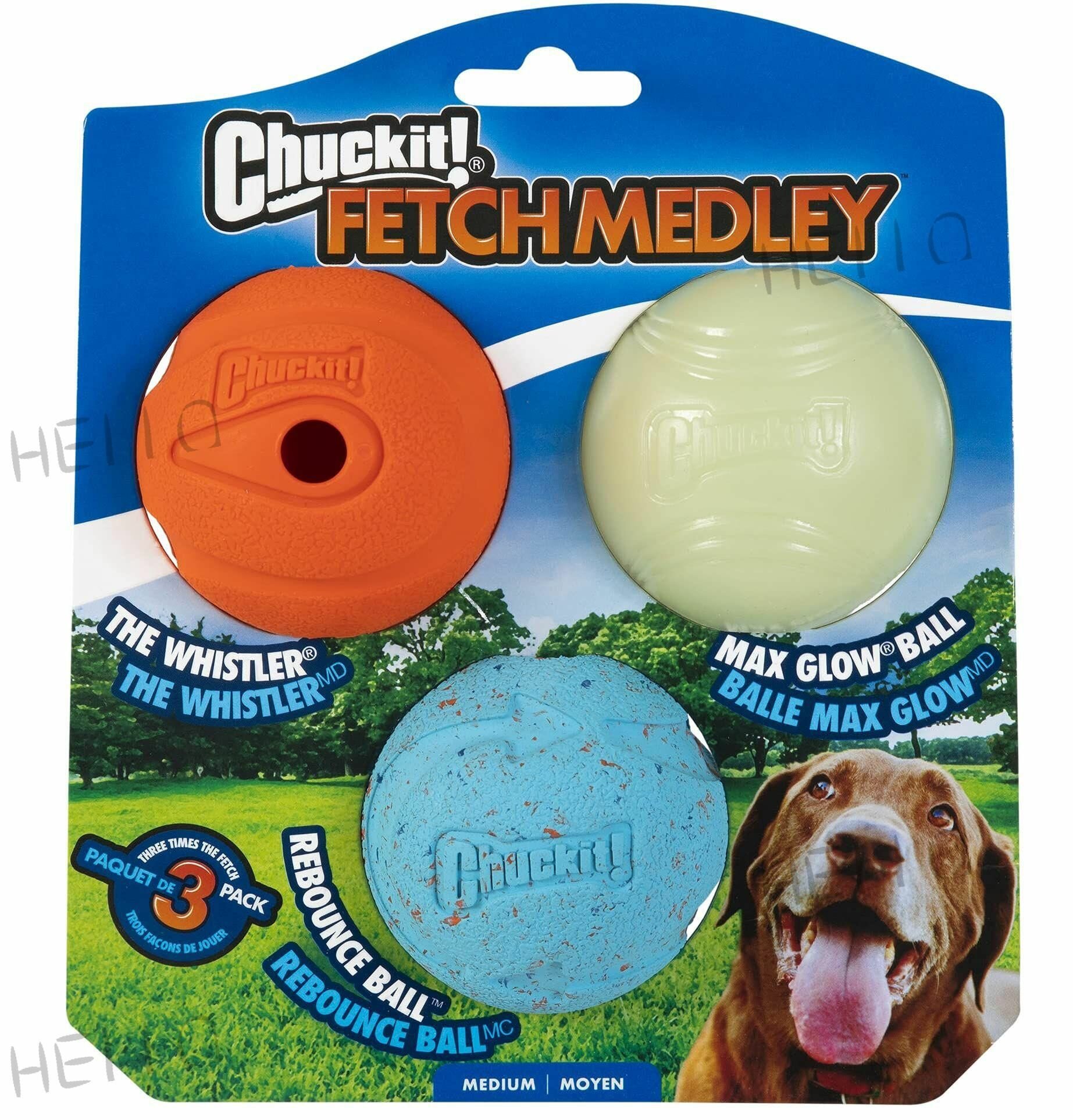 Chuckit! Набор игрушек для собак Fetch Medley Ball, средний (6,4 см), 3 шт. в упаковке