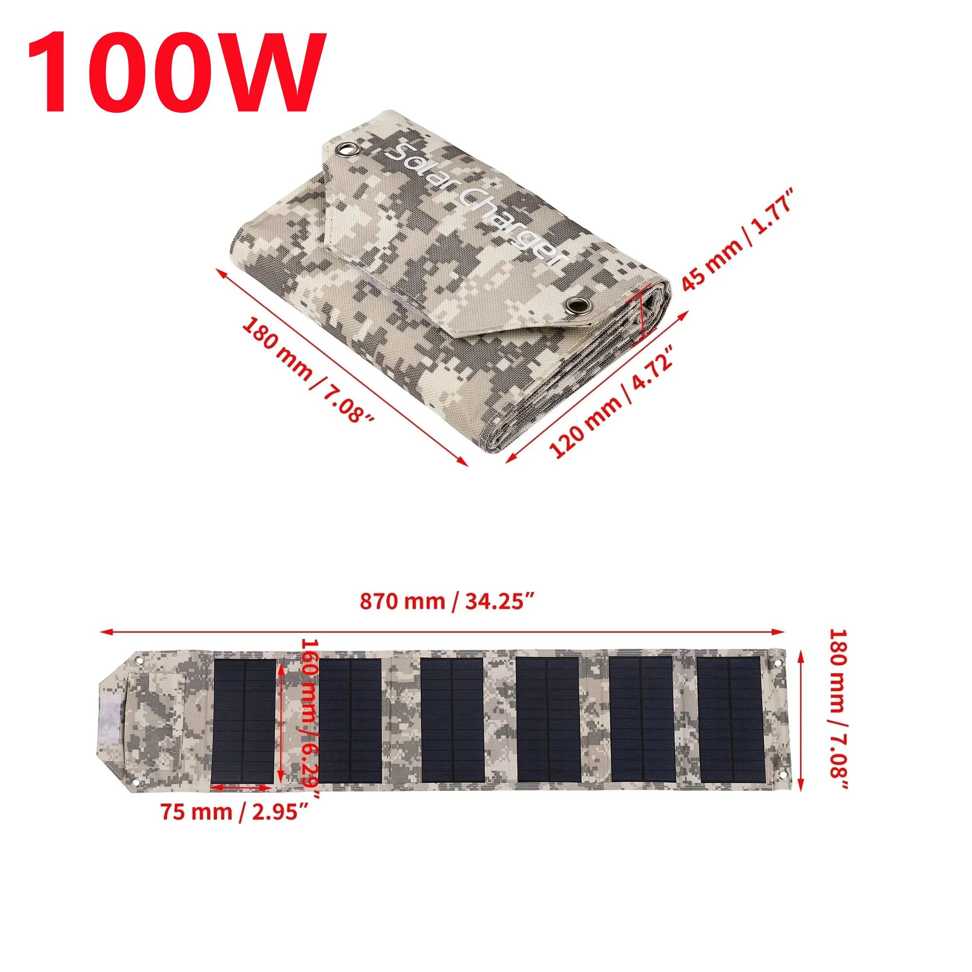 Солнечная панель 50 Вт портативная складная 100W