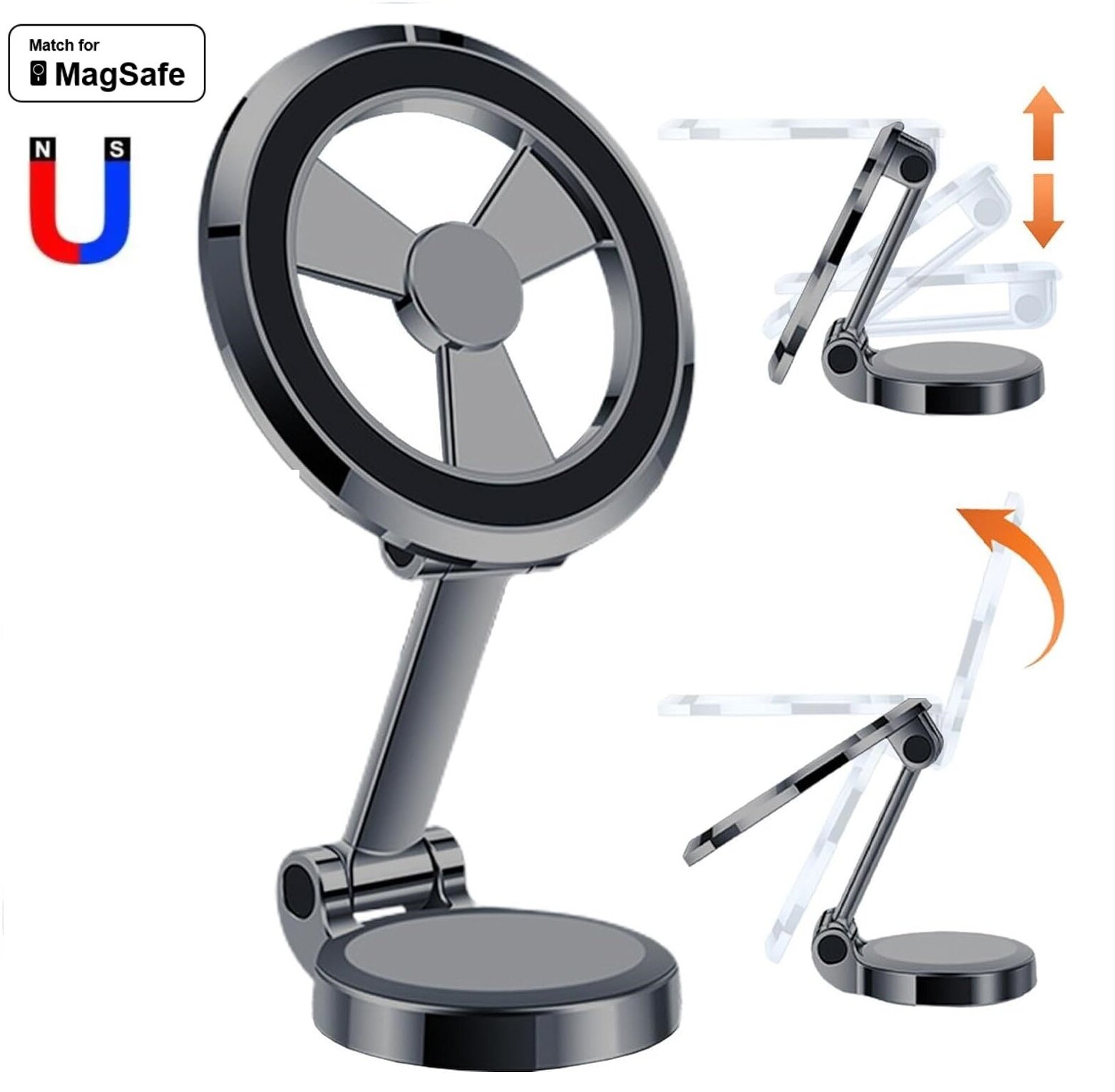 Держатель складной магнитный MаgSafe в машину на липучке для iPhone