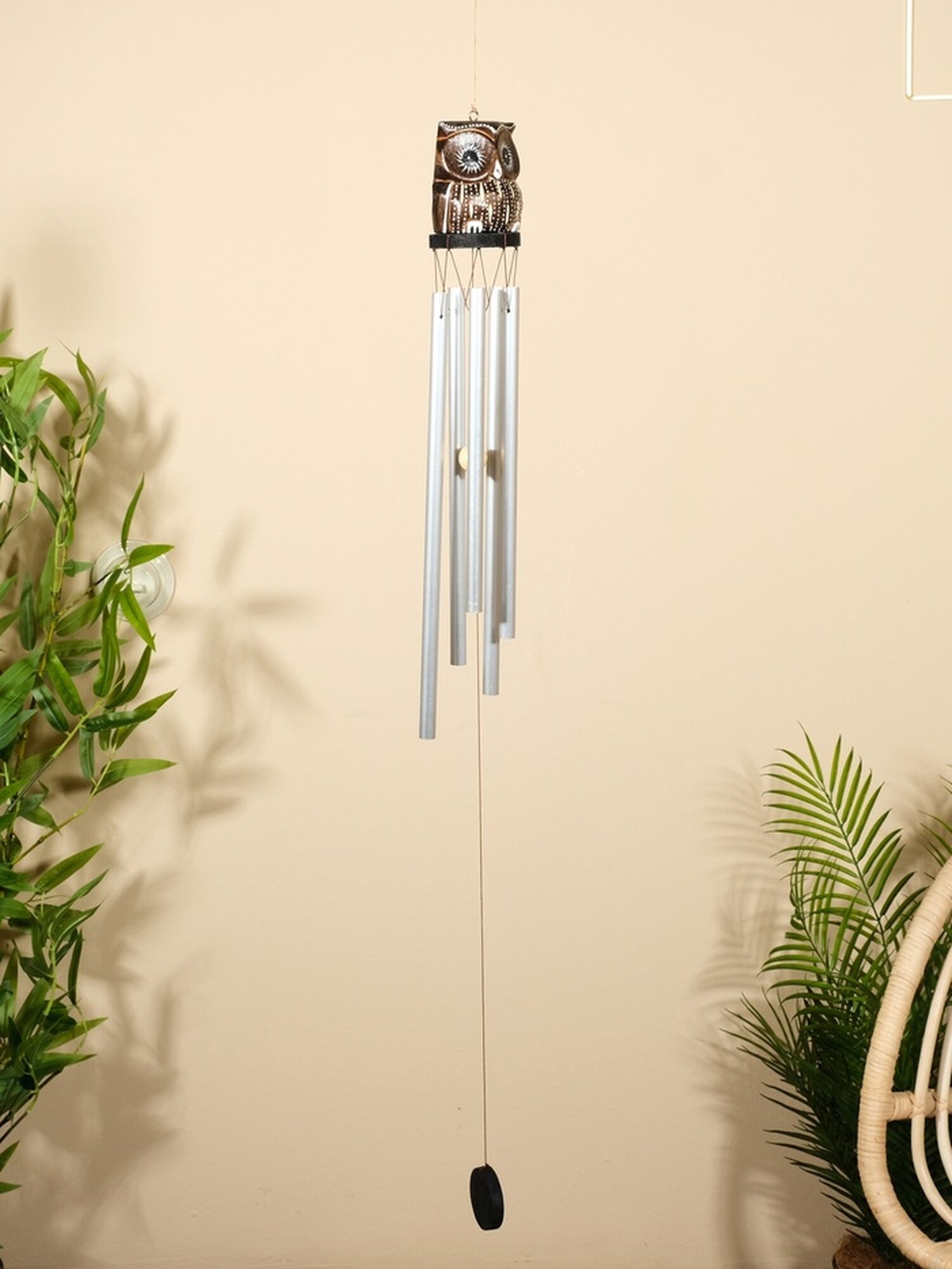 Музыка ветра Сима-ленд "Совёнок", дерево, алюминий, 9x8x100 см, коричневая