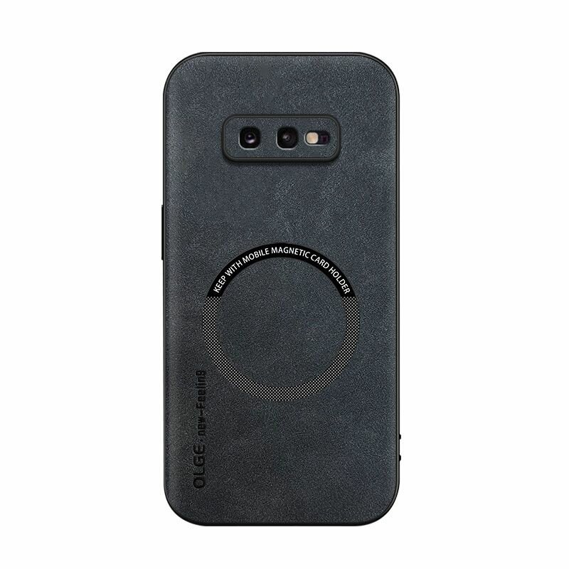 Чехол на Samsung Galaxy S10 E / S10E MagSafe на Самсунг s10 e, Самсунг галакси с10 е, с10е защитная кожаная накладка с магнитом (черный)