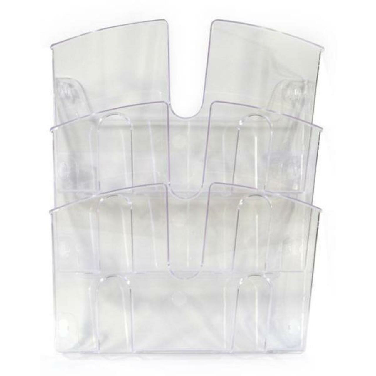 Лоток вертикальны для бумаг Унипласт 32 мм, прозрачны пластик, 3 отделения