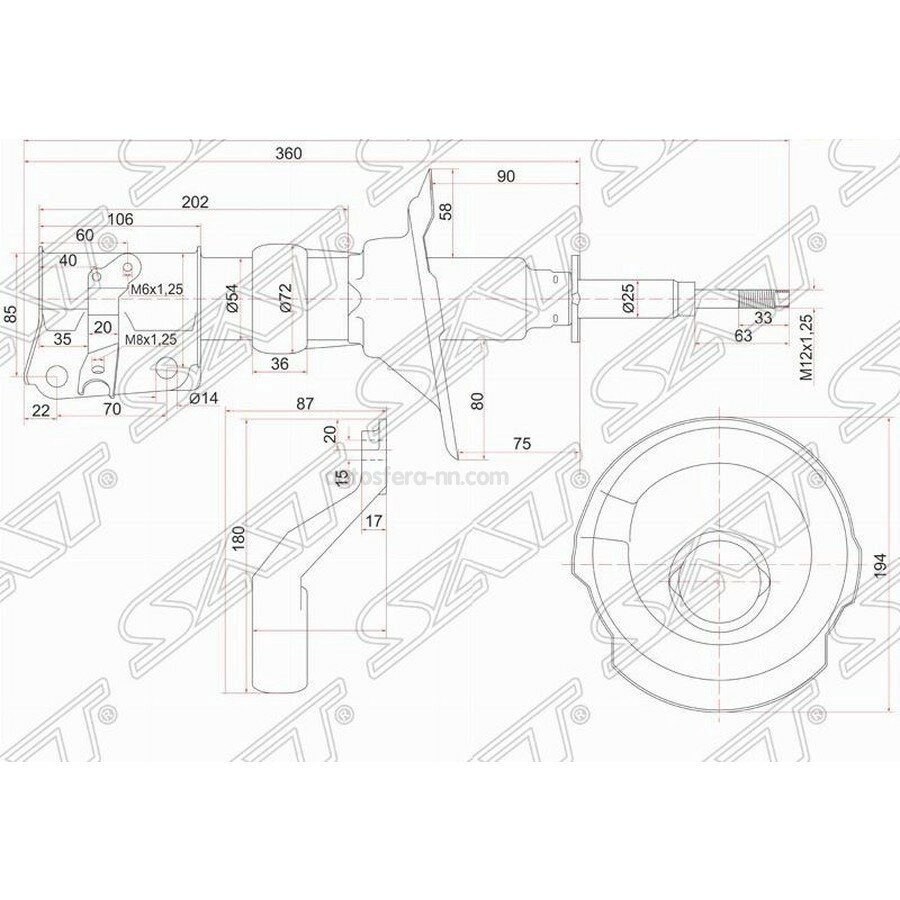 SAT ST51606S7AN06 Стойка передняя Honda Stream 00-06 (Слева)