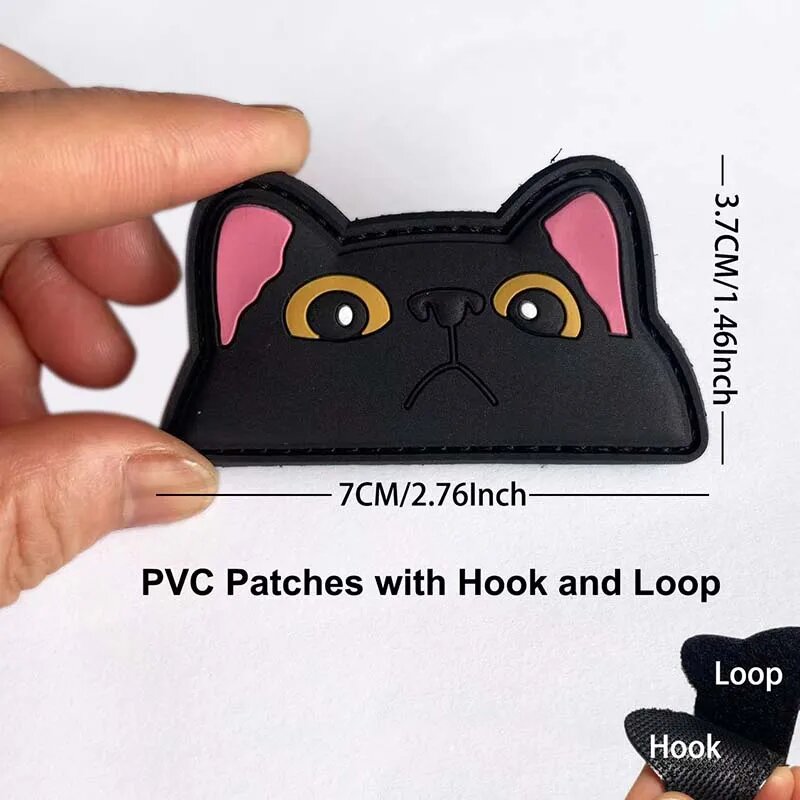 Вышитые нашивки с кошачьими мордочками NYAConfetti Черный, 1-PVC-Black-1PCS