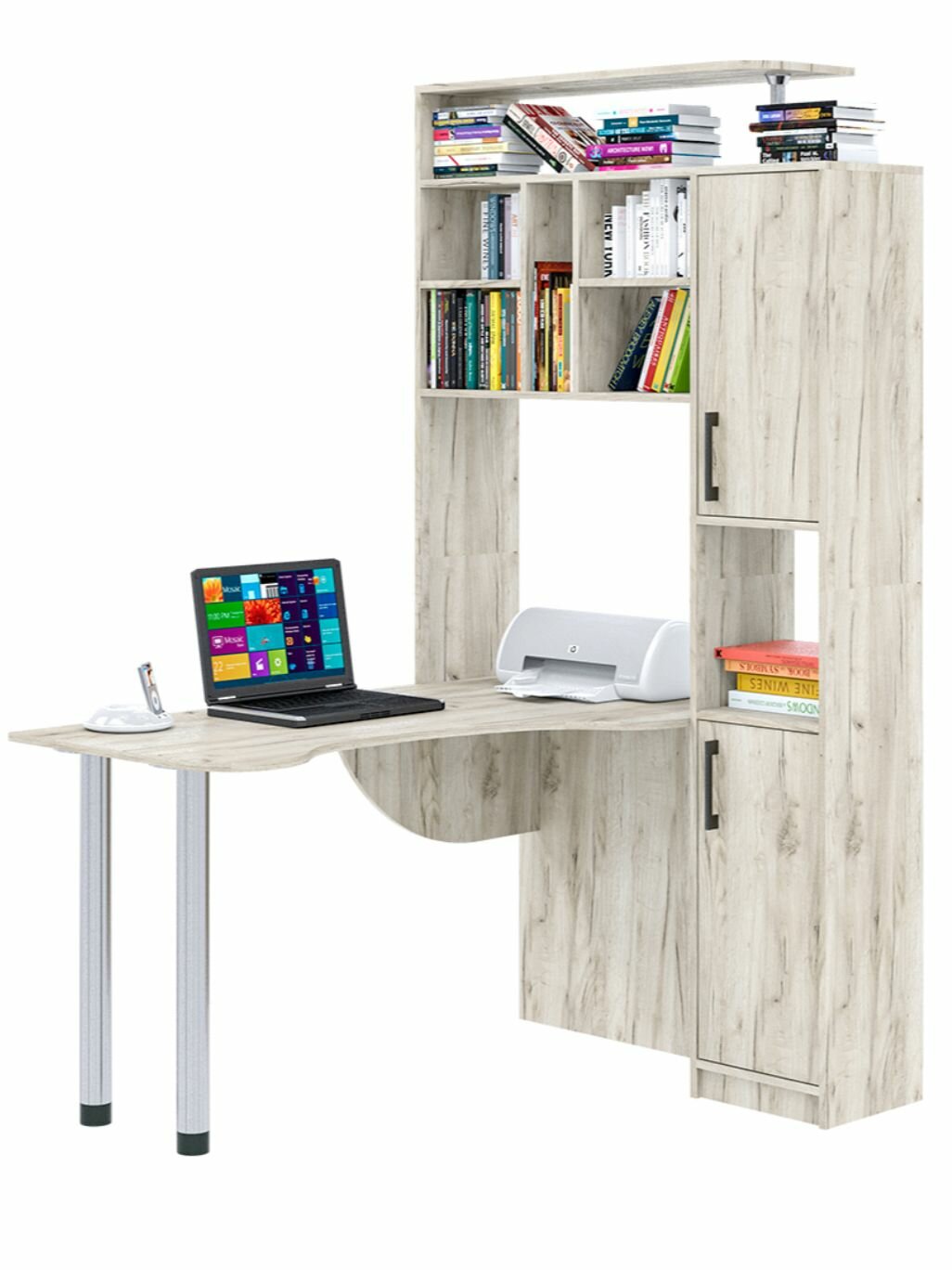 Стол компьютерный угловой с пеналом СК-14, Дуб крафт серый