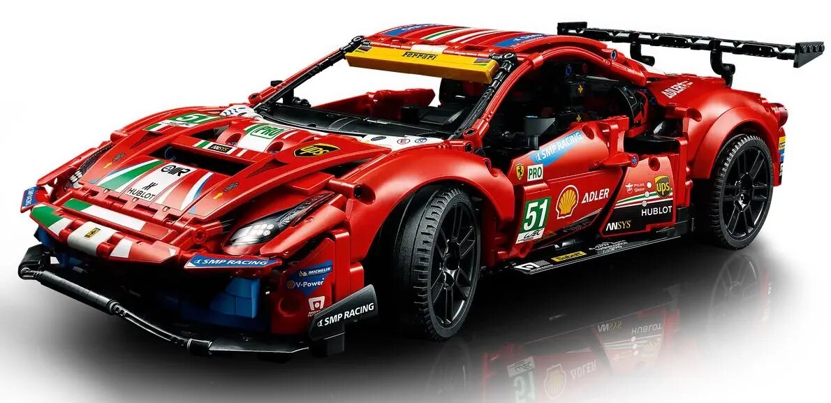 Конструктор Машина 488 GTE 1677 деталей "Ferrari 488 GTE" ( Феррари 488, technic, модель racing спорткар, конструктор для мальчиков, большой набор)