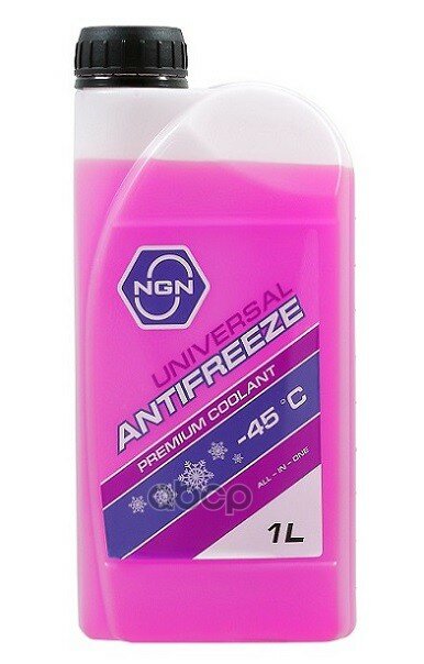 Антифриз, готовый раствор UNIVERSAL ANTIFREEZE G12++ -45 фиолетовый 1л NGN арт. V172485650