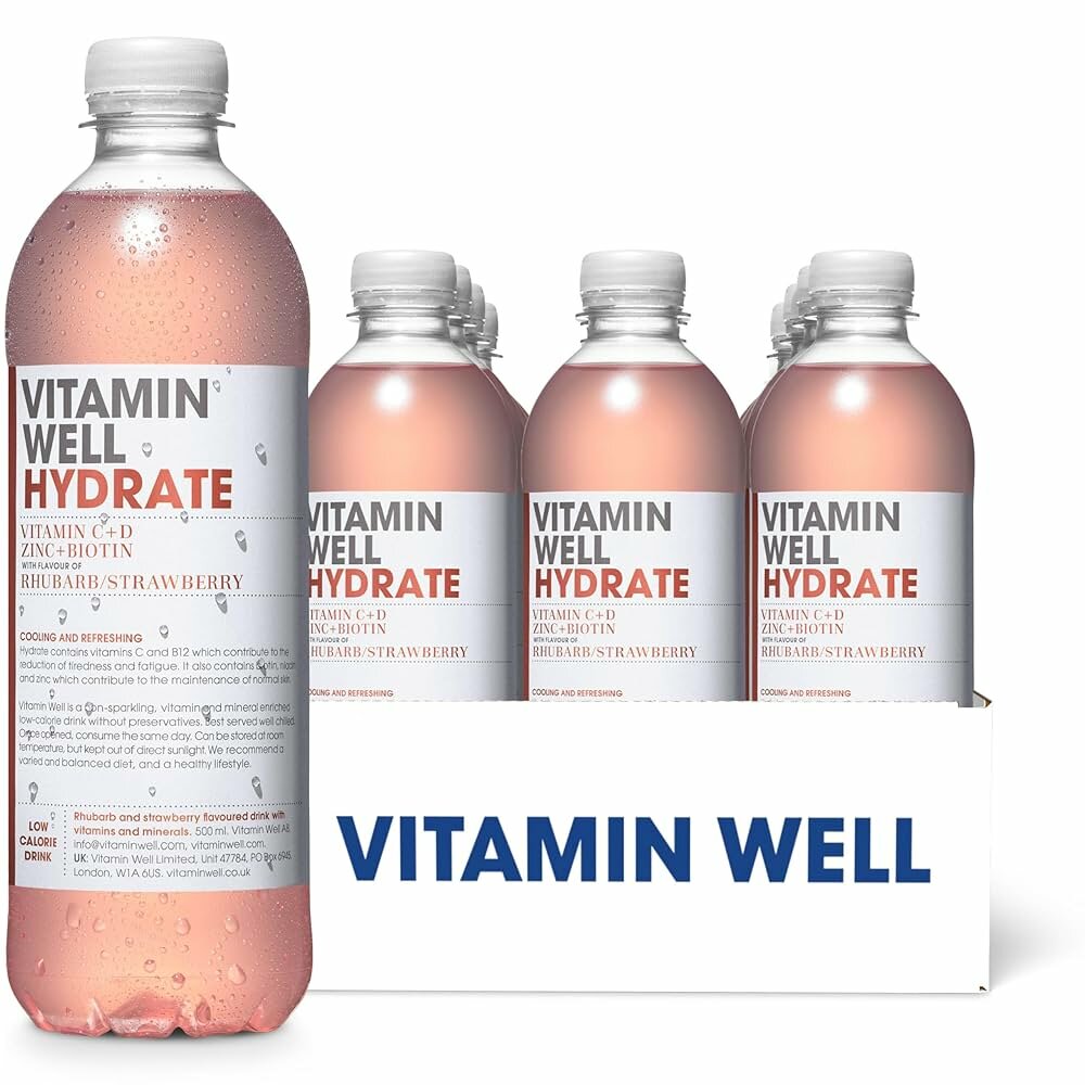 Vitamin Well HYDRATE, напиток витаминизированный Ревень и клубника, 12 шт х 500 мл